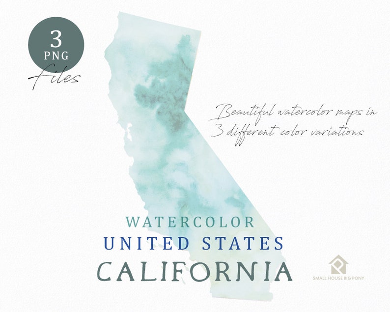 California Map Watercolor Map Digital Map Map Clipart Wall - Etsy