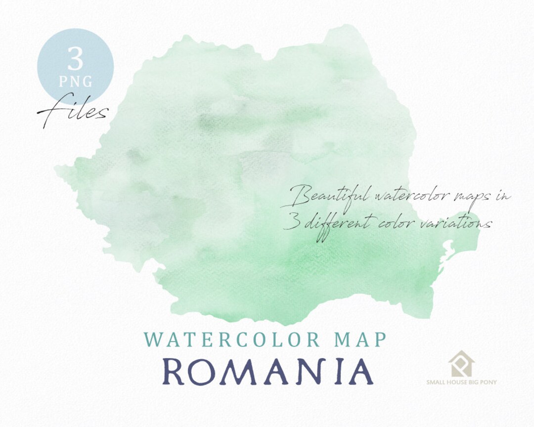 Romania Map, Watercolor Map, Instant Download, Digital Map, Map Clipart ...