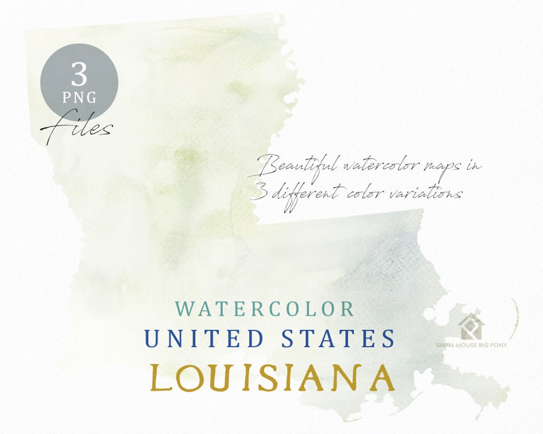Louisiana Map, Watercolor Map, Digital Map, Map Clipart, Wall Art ...