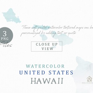 Hawaii Map, Watercolor Map, Digital Map, Map Clipart, Wall Art, Color ...