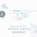 Hawaii Map, Watercolor Map, Digital Map, Map Clipart, Wall Art, Color ...