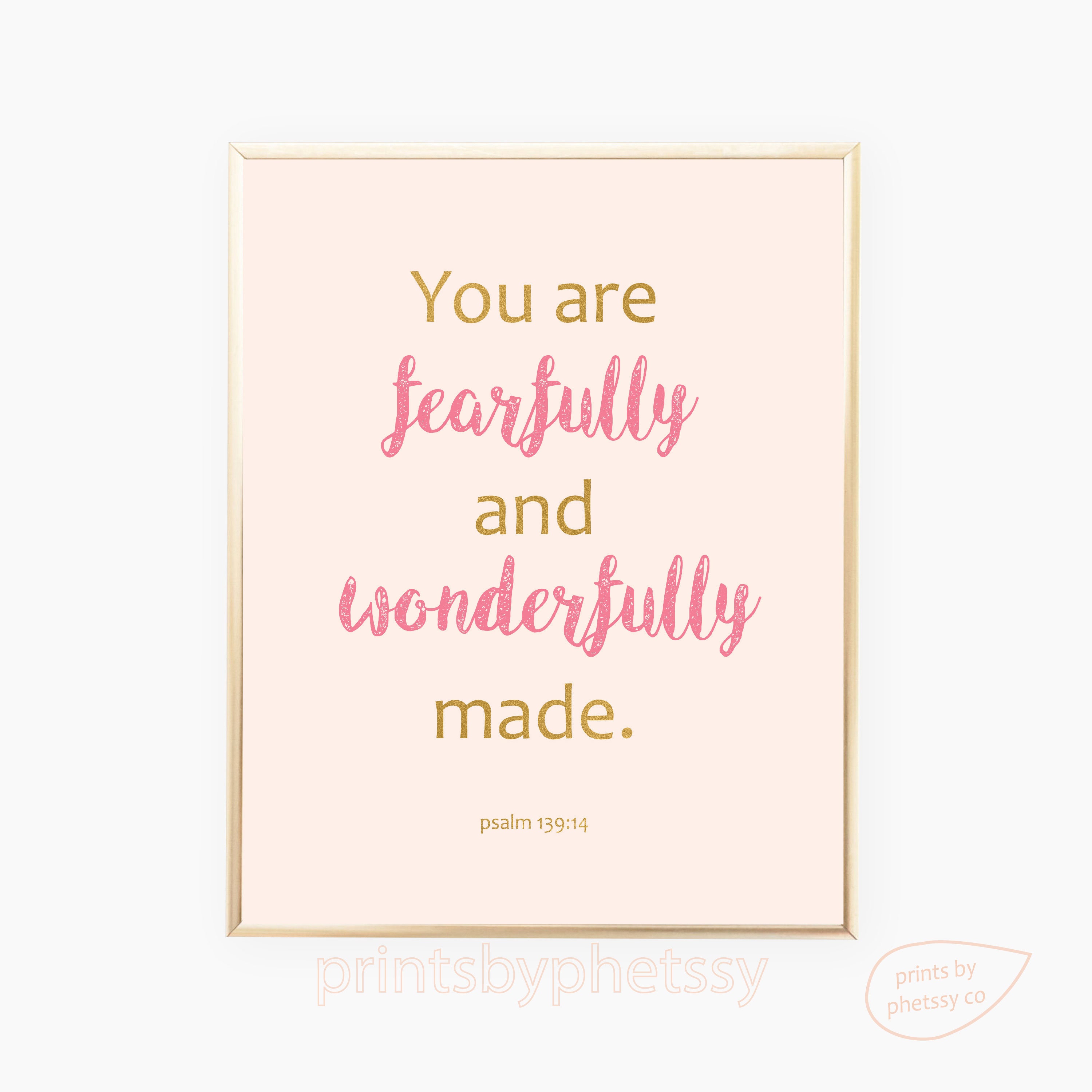 Fearfully and Wonderfully Made, Printable Bible Verse, Psalm 139:14 ...