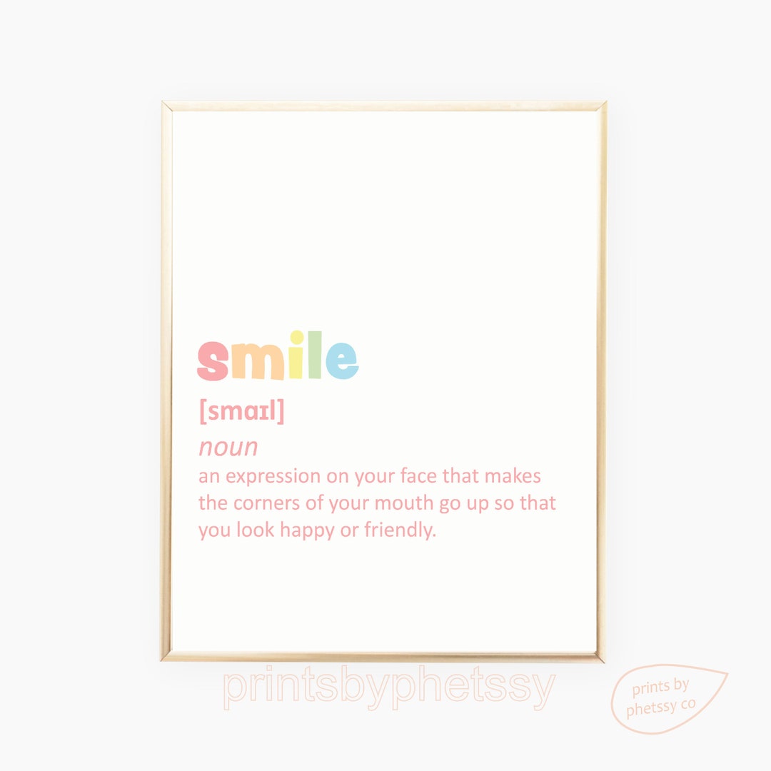 Smile Definition Print, Printable Definition Poster, Smile Nursery Art ...
