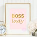 Boss Lady Pink and Gold Printable Wall Art Faux Gold Foil | Etsy