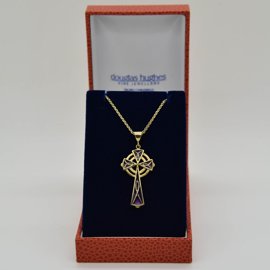 18ct Gold Cornish Celtic Cross (with Purple Enamel Inlay), Handmade by ...