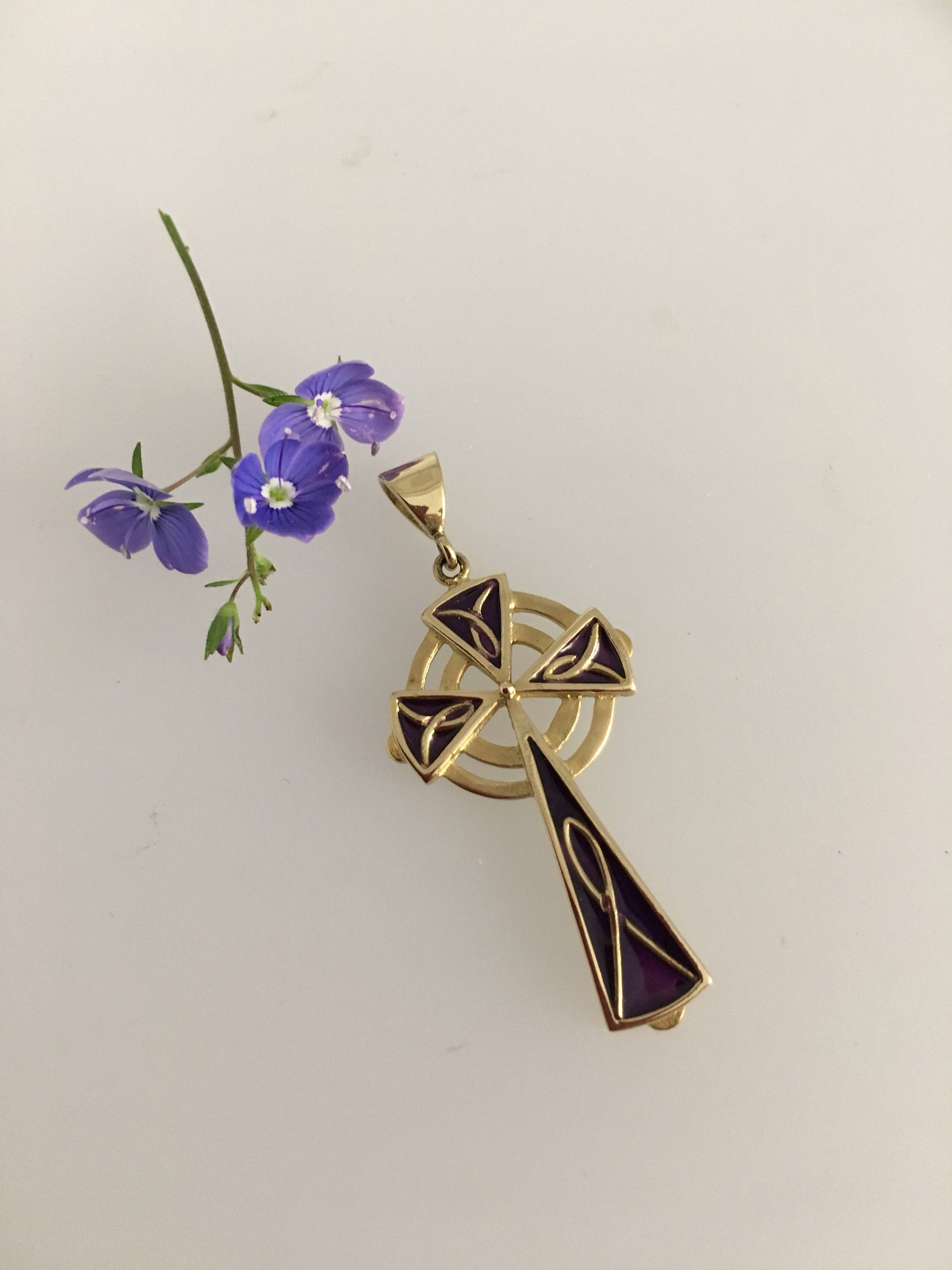 Cornish Celtic Cross - 18ct Yellow Gold & Enamel - Handmade Douglas ...
