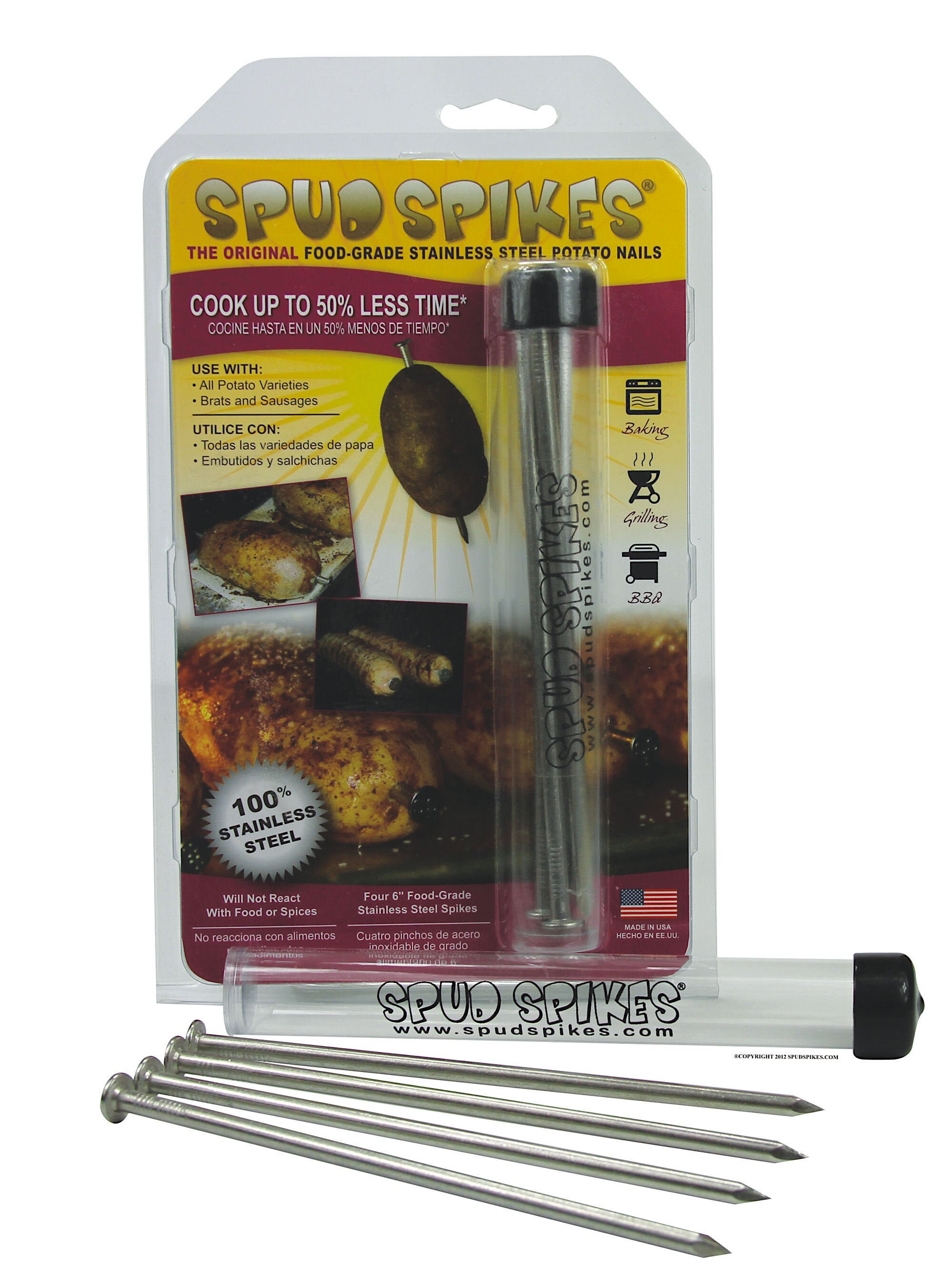 Six Inch Food Grade Stainless Steel Baking Potato Spikes Made in the ...