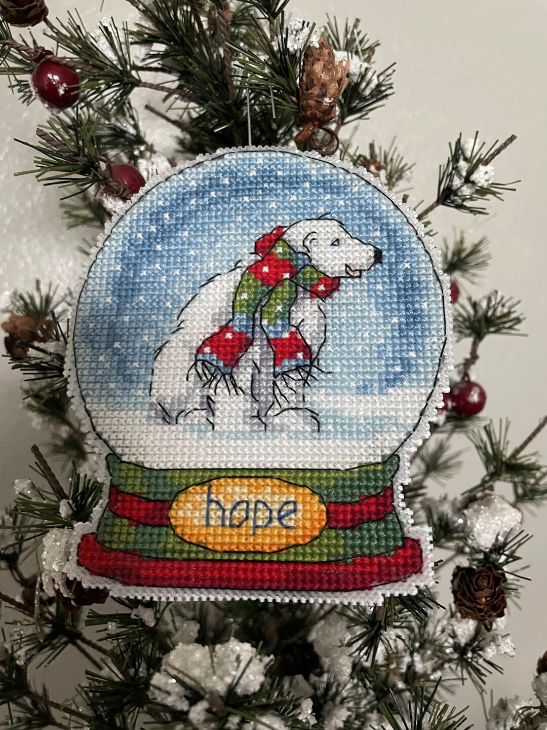 Handmade Snow Globe Ornament, Polar Bear Christmas Gift, Winter Decor ...