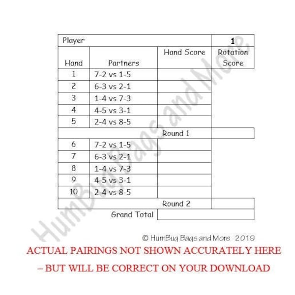 Three Table Bridge Tally Sheets - Etsy