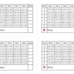 16 Player (2 Stationary Players ) 4 Table Progressive Bridge Tally ...