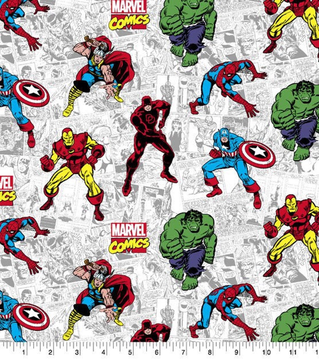 Marvel Superheros Marvel Comics Licensed Fabric by Camelot Fabrics Sold ...