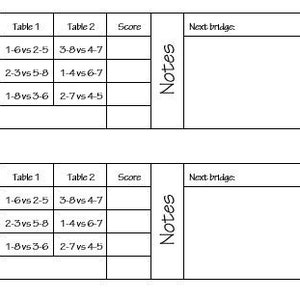 Deluxe Bridge Tally for 8 Players Two Table Progressive | Etsy