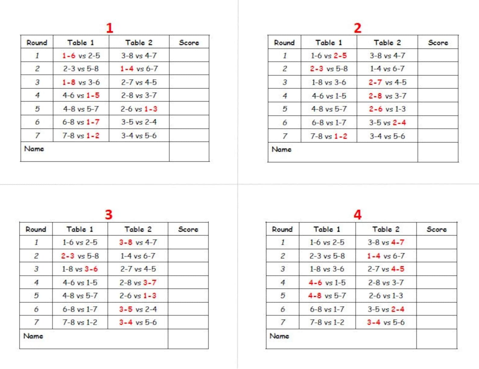 2 Table / 7 rounds Progressive Bridge Tallys 8 person | Etsy
