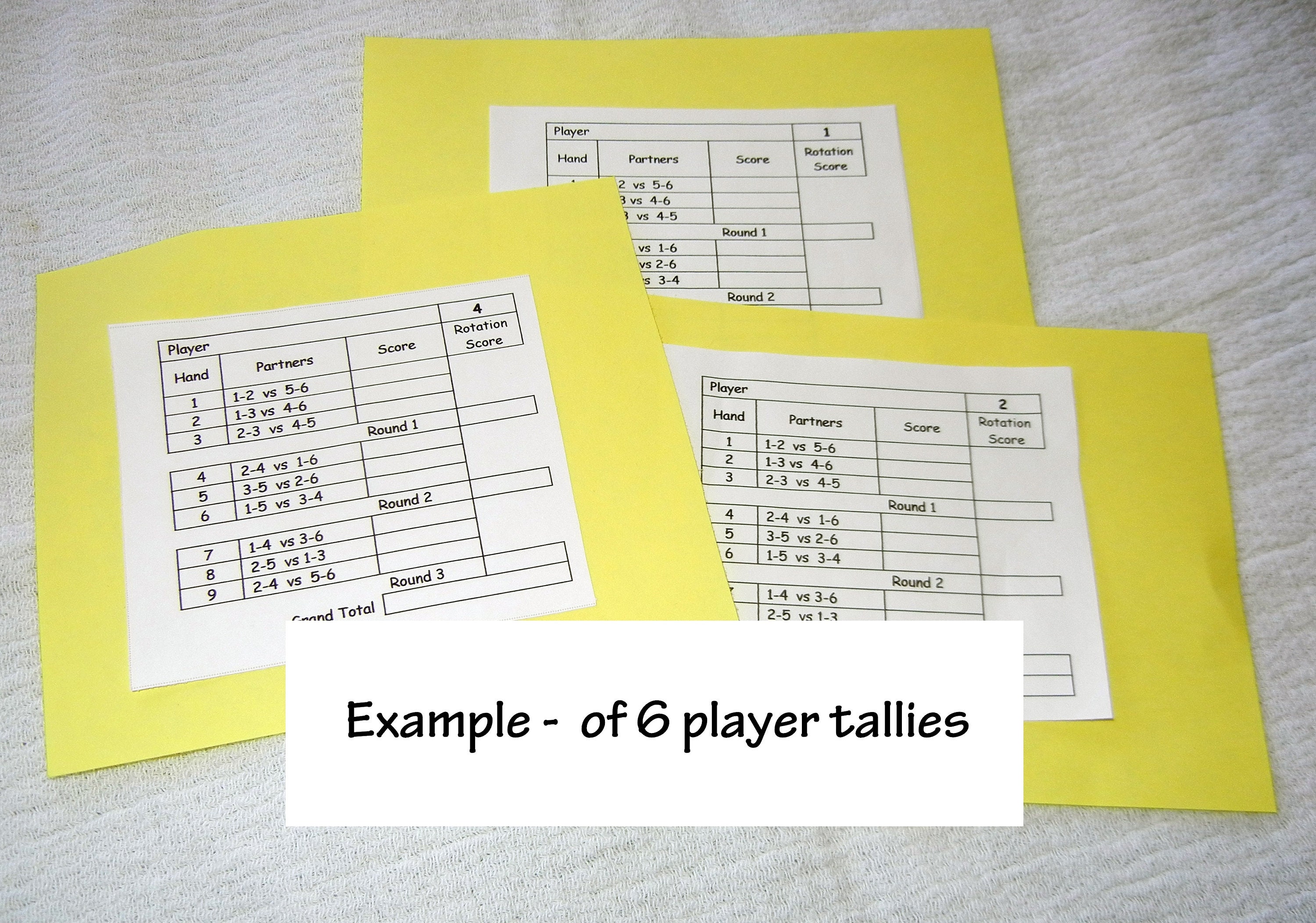 Bridge Tally for 5 Players. 5 Person Rotation at 1 table. | Etsy