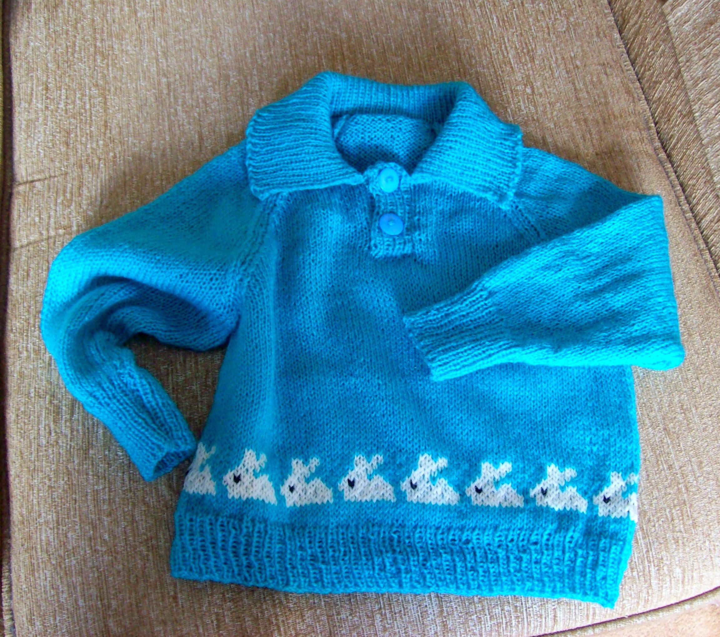 Hand Knit Children's Jumper With Bunny Rabbits and a - Etsy UK