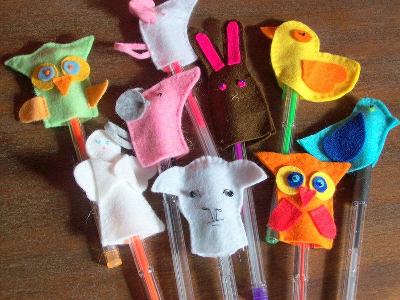 Animal Felt Pencil Toppers Set of 3 Bird Owl Mouse Chick | Etsy