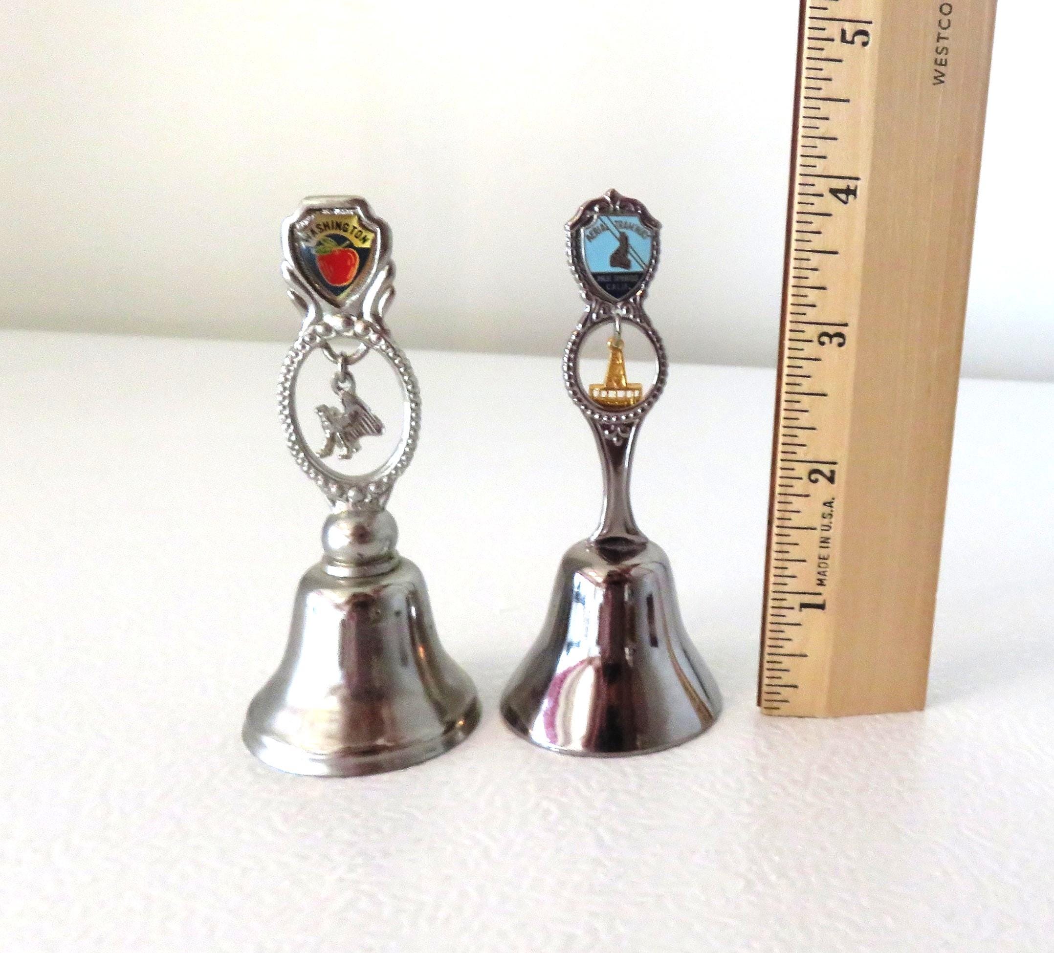 2 Collectible Metal State Bells, Palm Springs California and Washington ...