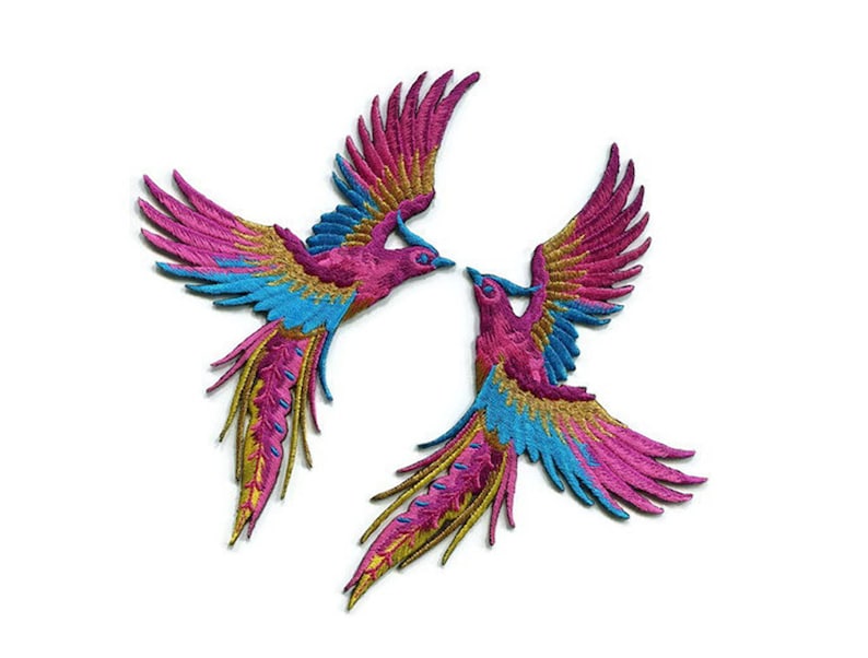 Phoenix Patch Twin Phoenix Bird Rising Embroidered Iron On | Etsy