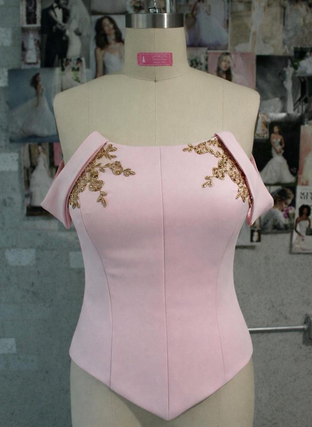 Soft Pink Gold Beaded Cat Eye Corset With Detachable Sleeves - Etsy