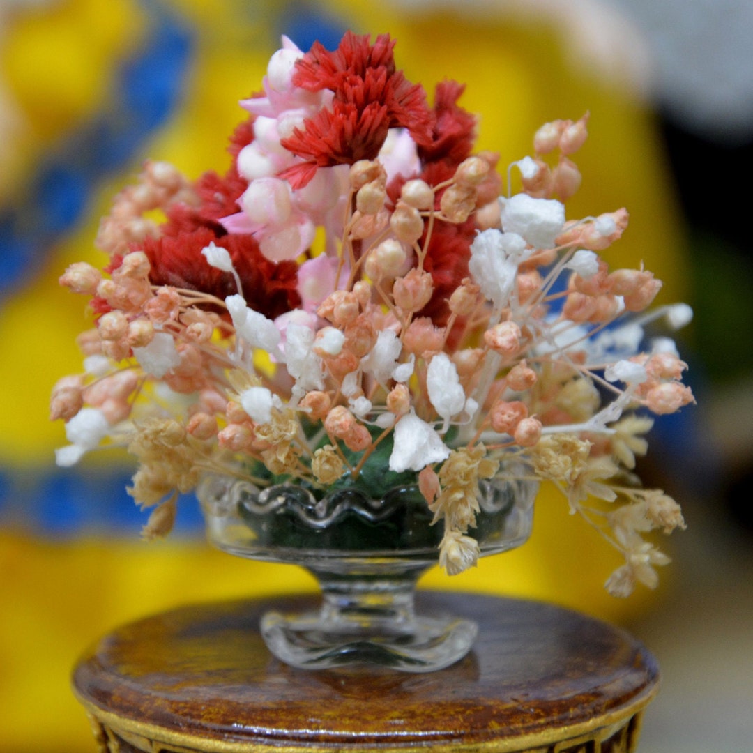 Miniature Floral Arrangement 1:12 Scale – Floral Decor for Dollhouse ...