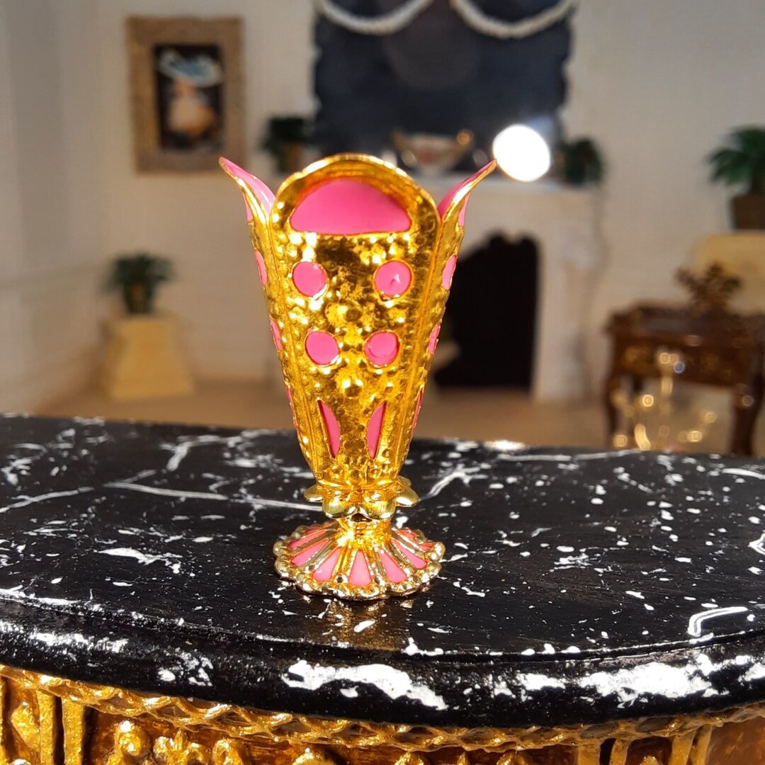 French Pompadour Pink French Porcelain Vase Set With Chiseled - Etsy