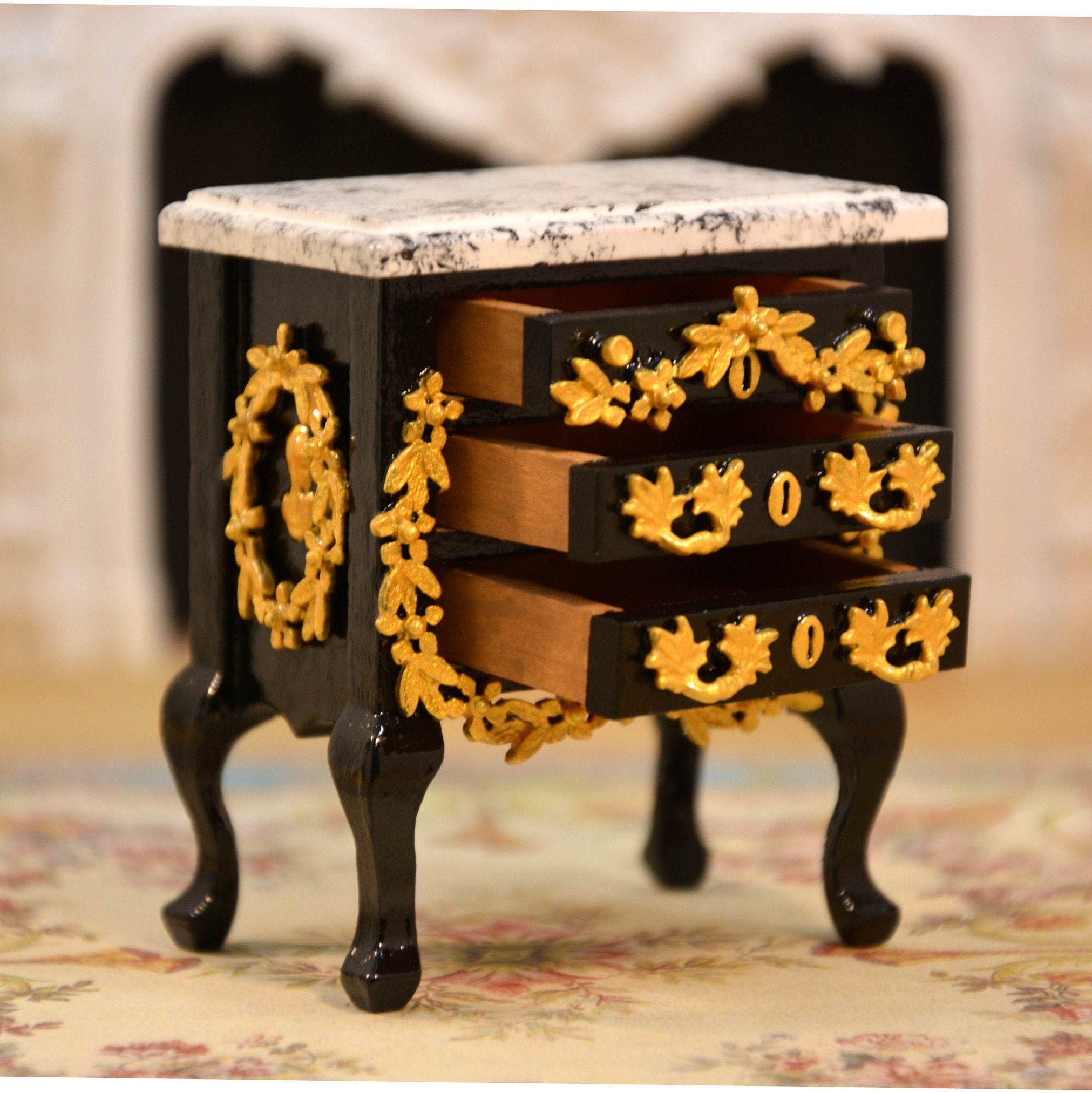 French Rococo Louis XV chest of drawers Golden ornamentation | Etsy