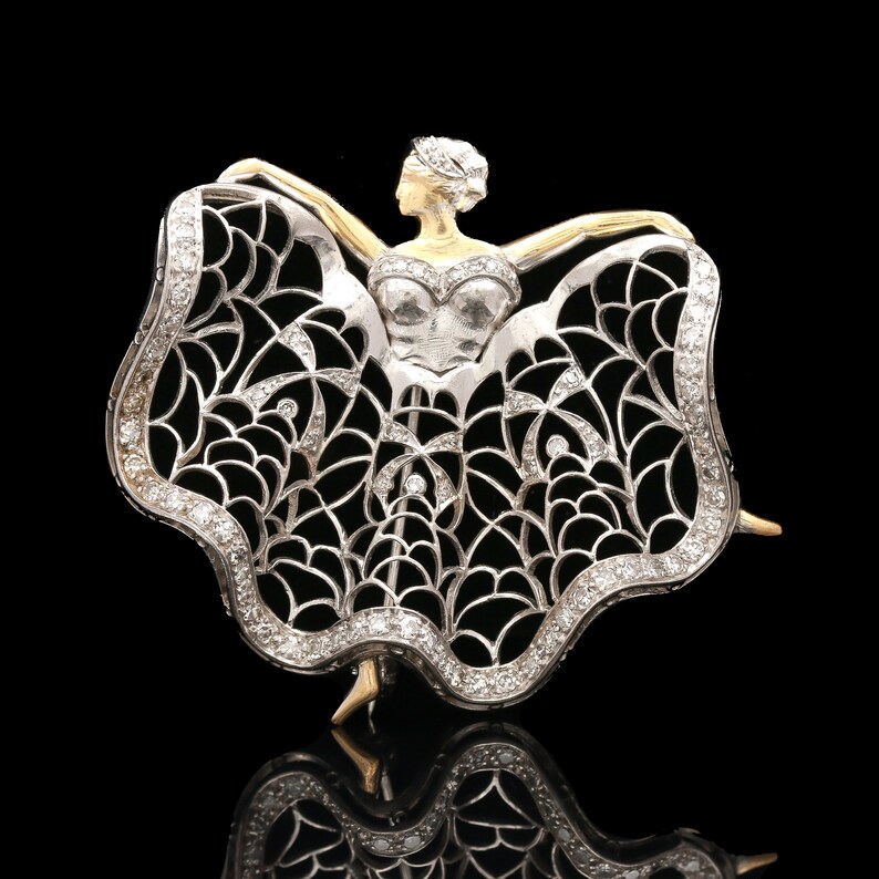 14k and 10k Two Tone Diamond Dancer Brooch - Etsy