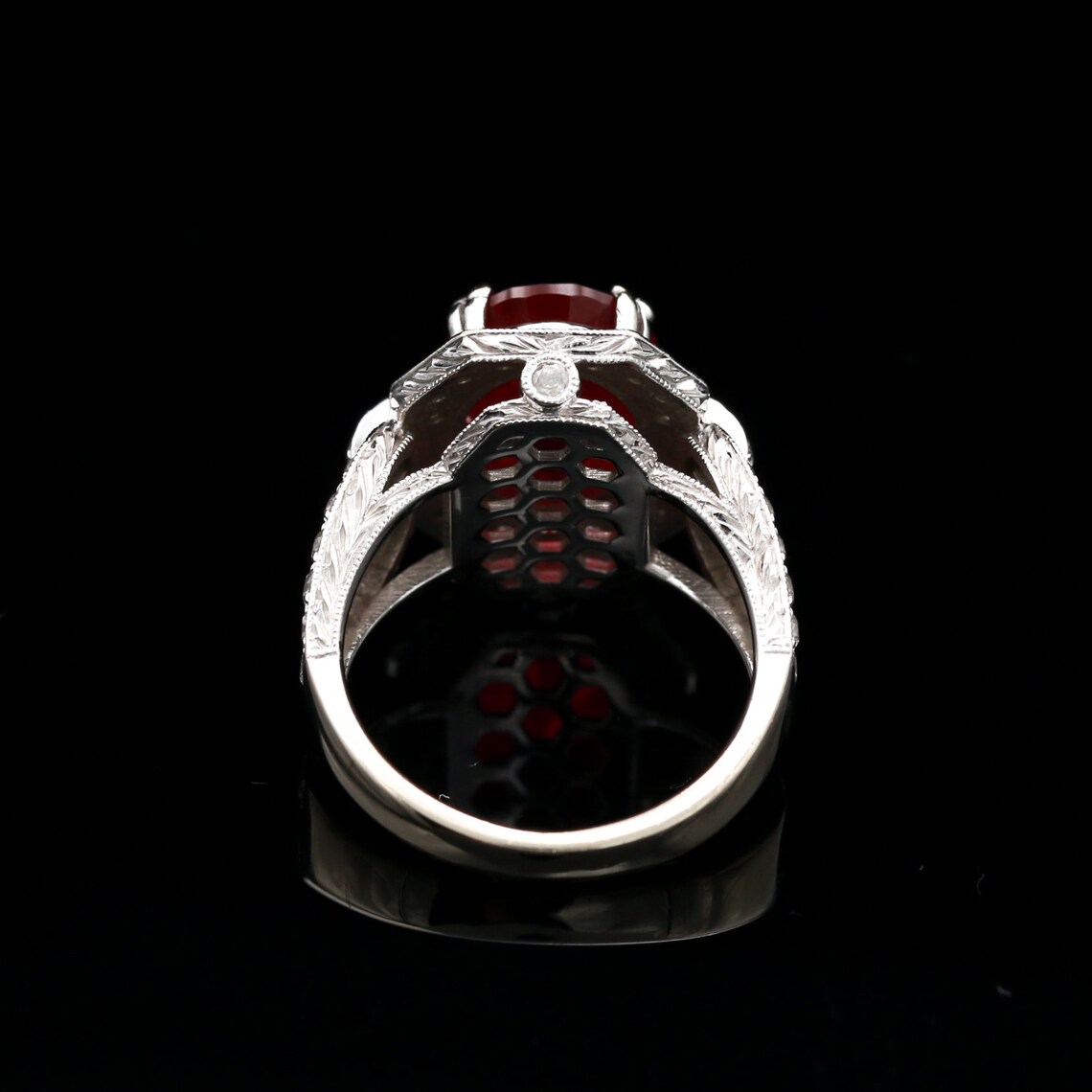 Ruby & Diamonds in White Gold Ring - Etsy