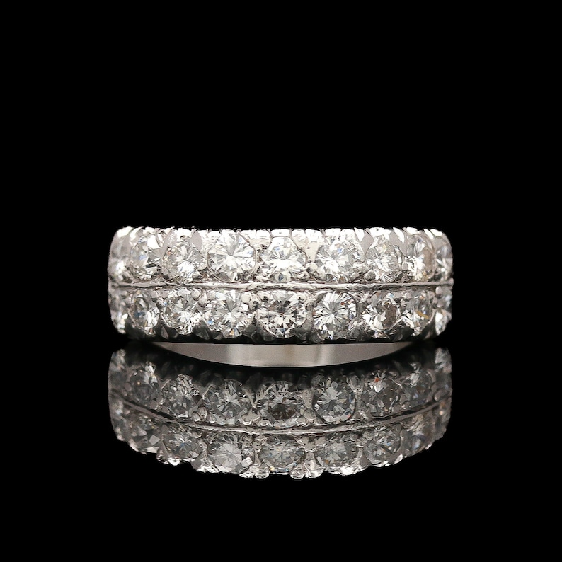Vintage Double Row Diamond Band in Platinum - Etsy