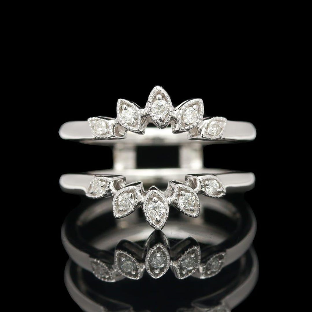 14k White Gold Diamond Ring Jacket - Etsy