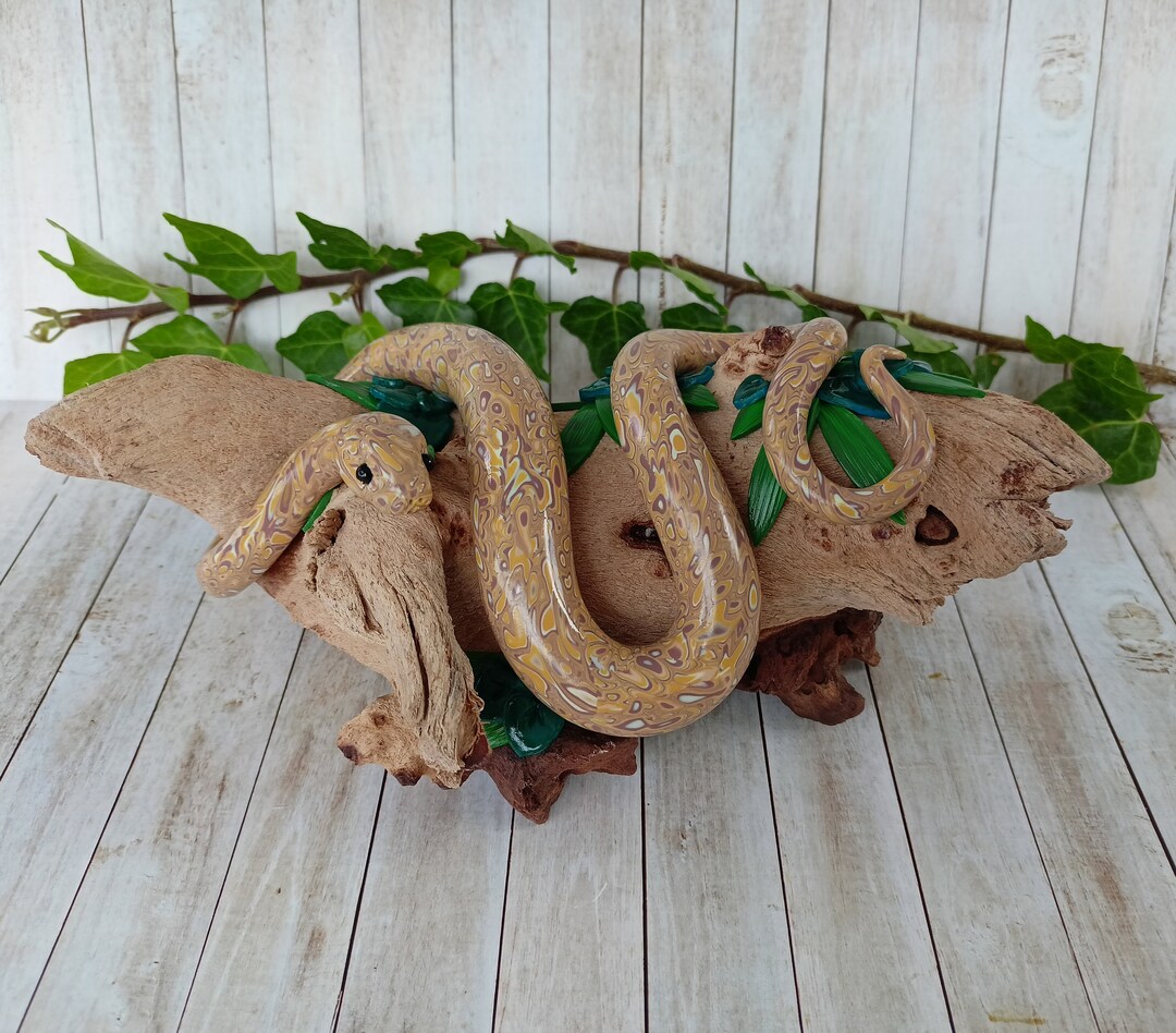Custom Polymer Clay Snake Sculpture: Handmade Reptile Ornament on ...