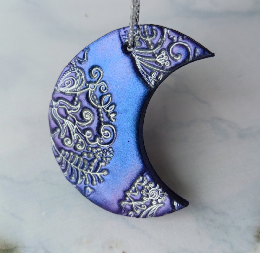 Crescent Moon Decorations, Blue and Purple Hanging Moon Ornaments ...