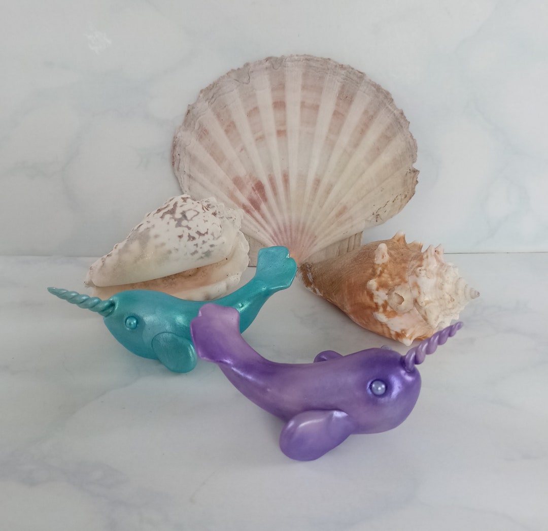 Cute Narwhal Figurine for Desk, Narwhal Gift for Ocean Lover, Narwhal ...