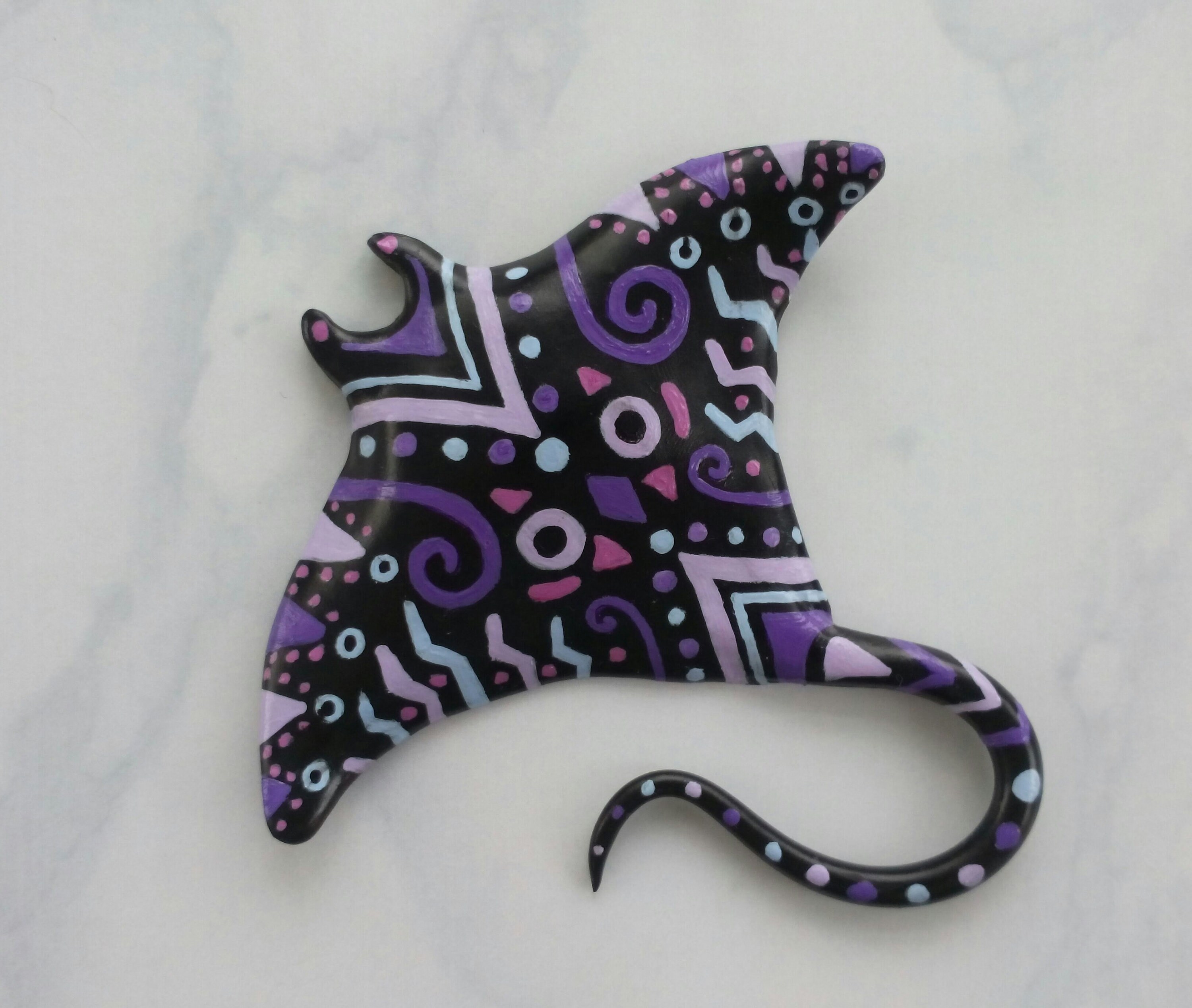 Escultura de mantarraya con patrón de inspiración tribal arte | Etsy