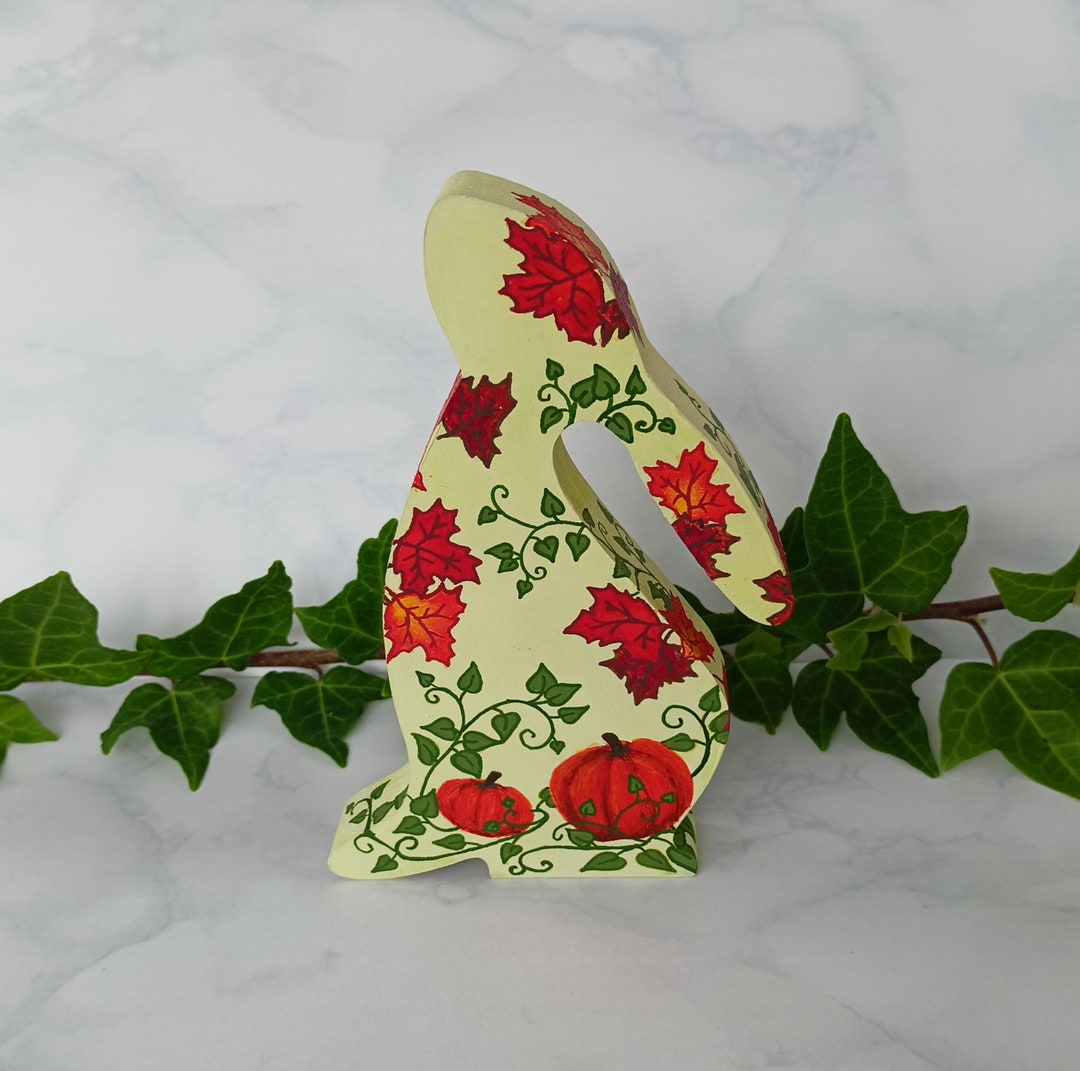 Autumn Hare Ornament With Miniature Pumpkins, Moongazing Hare Figurine ...