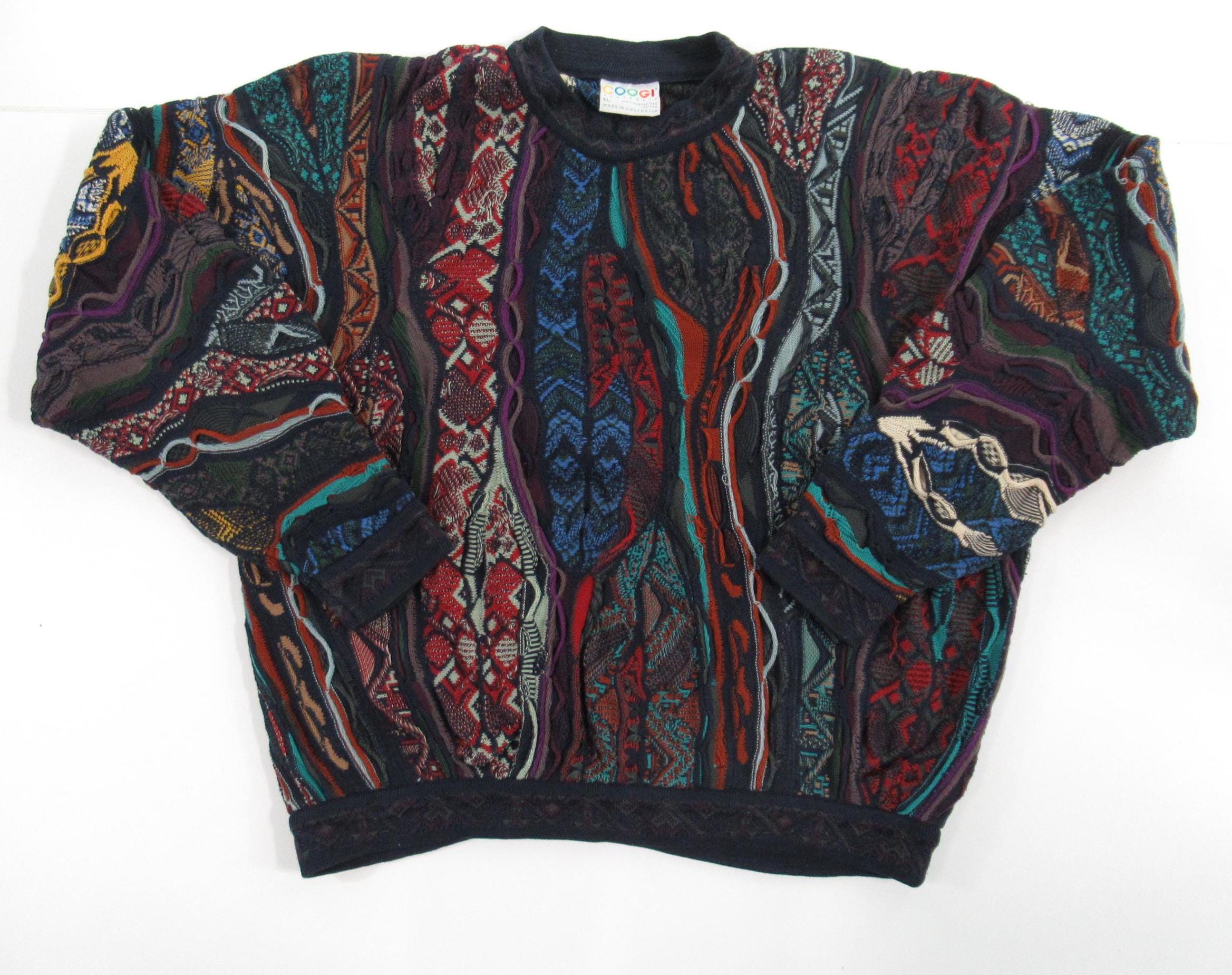 Vintage COOGI Multicolored 3D Knit Pullover Sweater Size XL - Etsy
