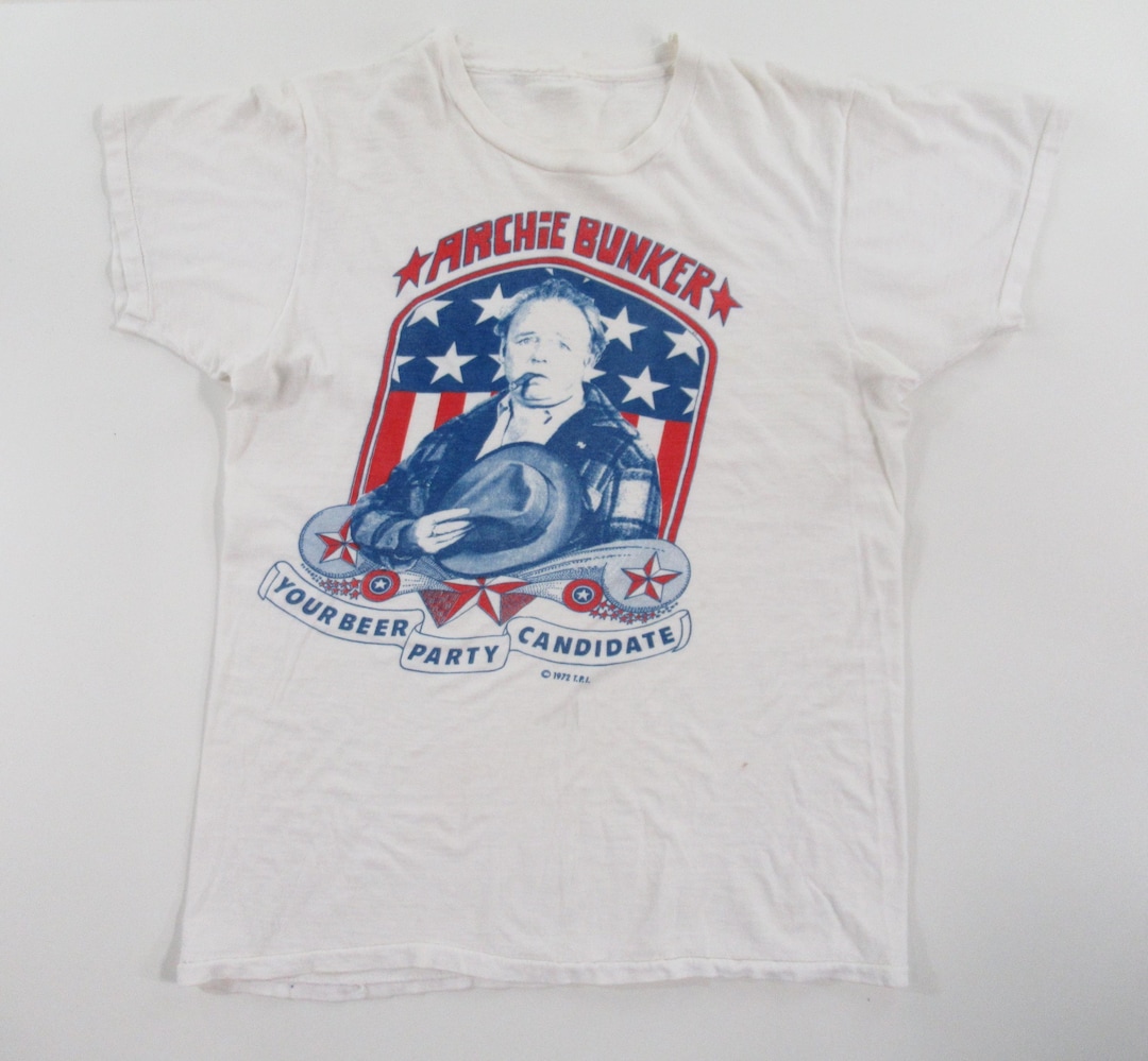 Vintage 1972 Archie Bunker for President White T-shirt Single Stitch # ...