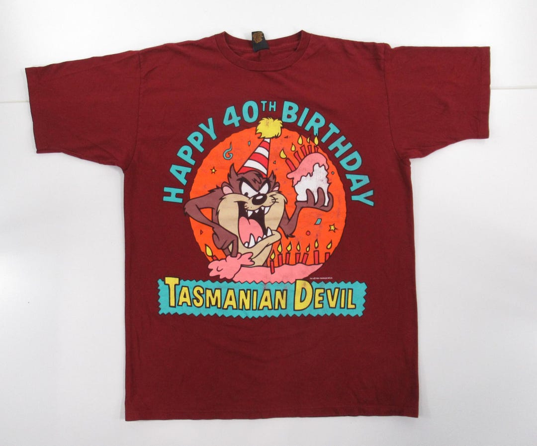 VTG 1994 Warner Bros Happy 40th Birthday Tasmanian Devil T-shirt Size ...