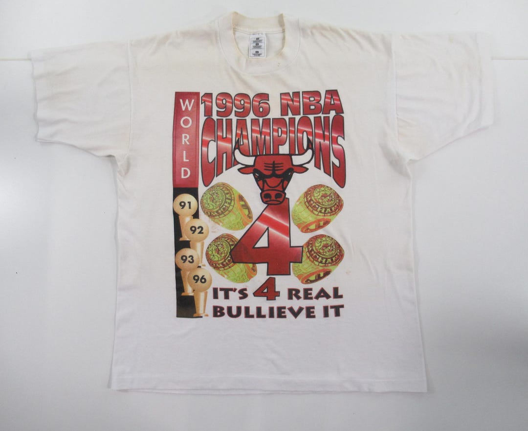 VTG Chicago Bulls 1996 NBA World Champs "it’s 4 Real Bullieve It" Tee ...