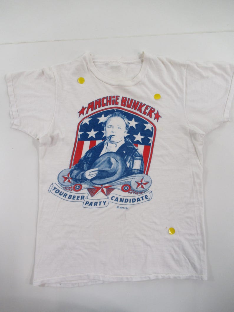 Vintage 1972 Archie Bunker for President White T-shirt Single Stitch # ...