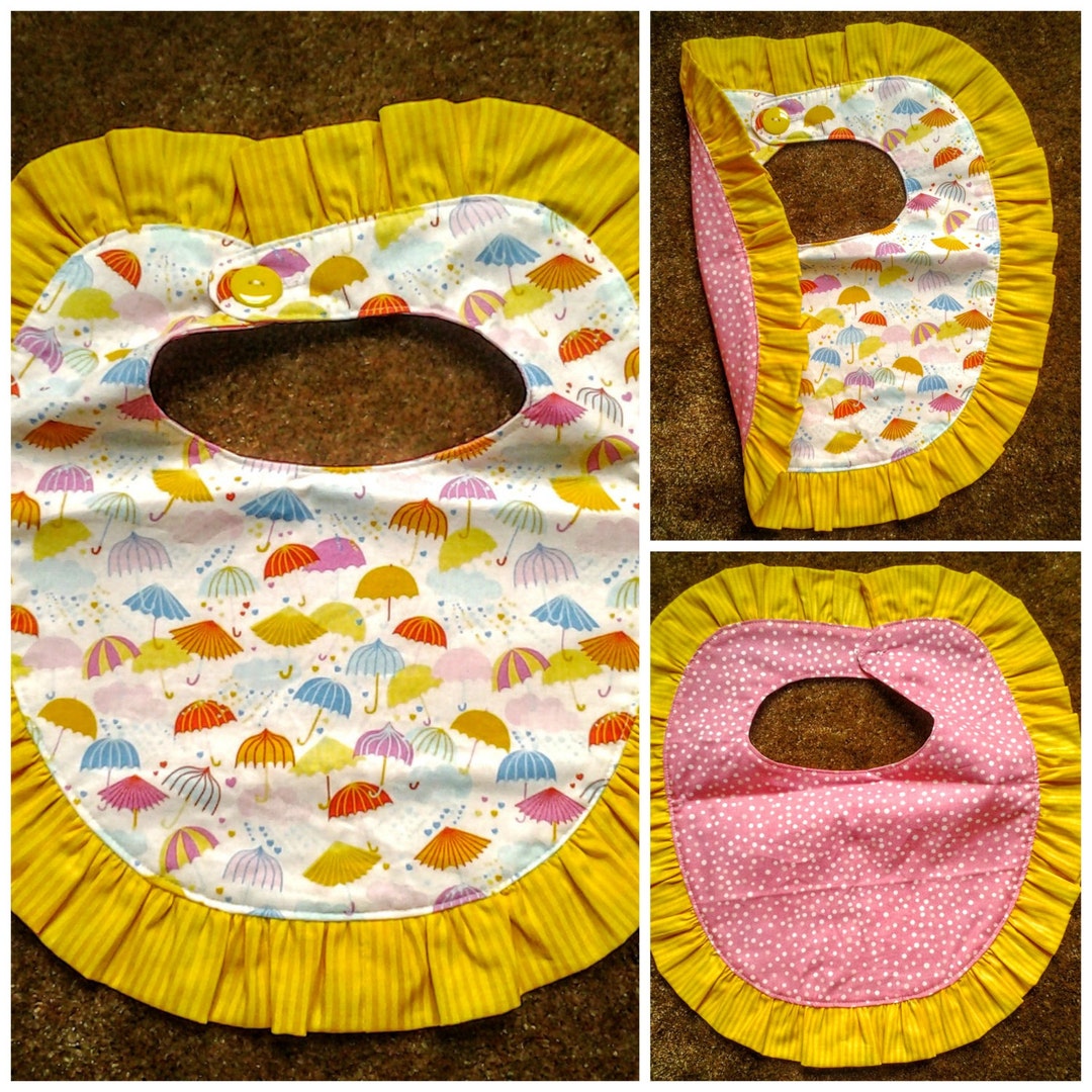 Ruffled Bib for Baby Girls / Reversible Bib With Ruffles / Easter Bib ...
