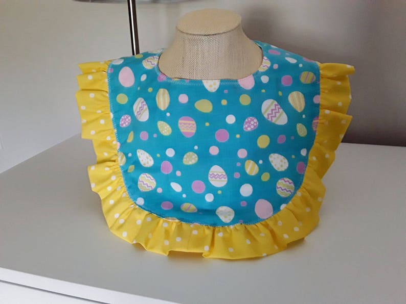 Ruffled Bib for Baby Girls / Reversible Bib With Ruffles / Easter Bib ...