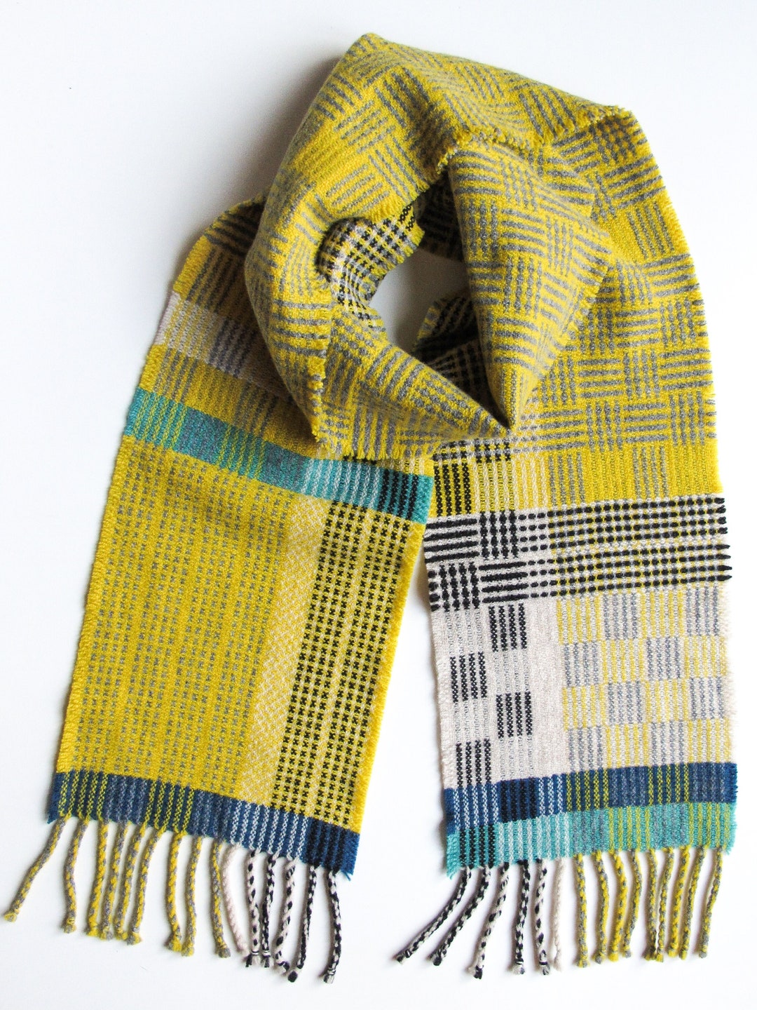 Mustard Yellow and Grey Pattern Scarf Luxurious Soft and Cosy Hand ...