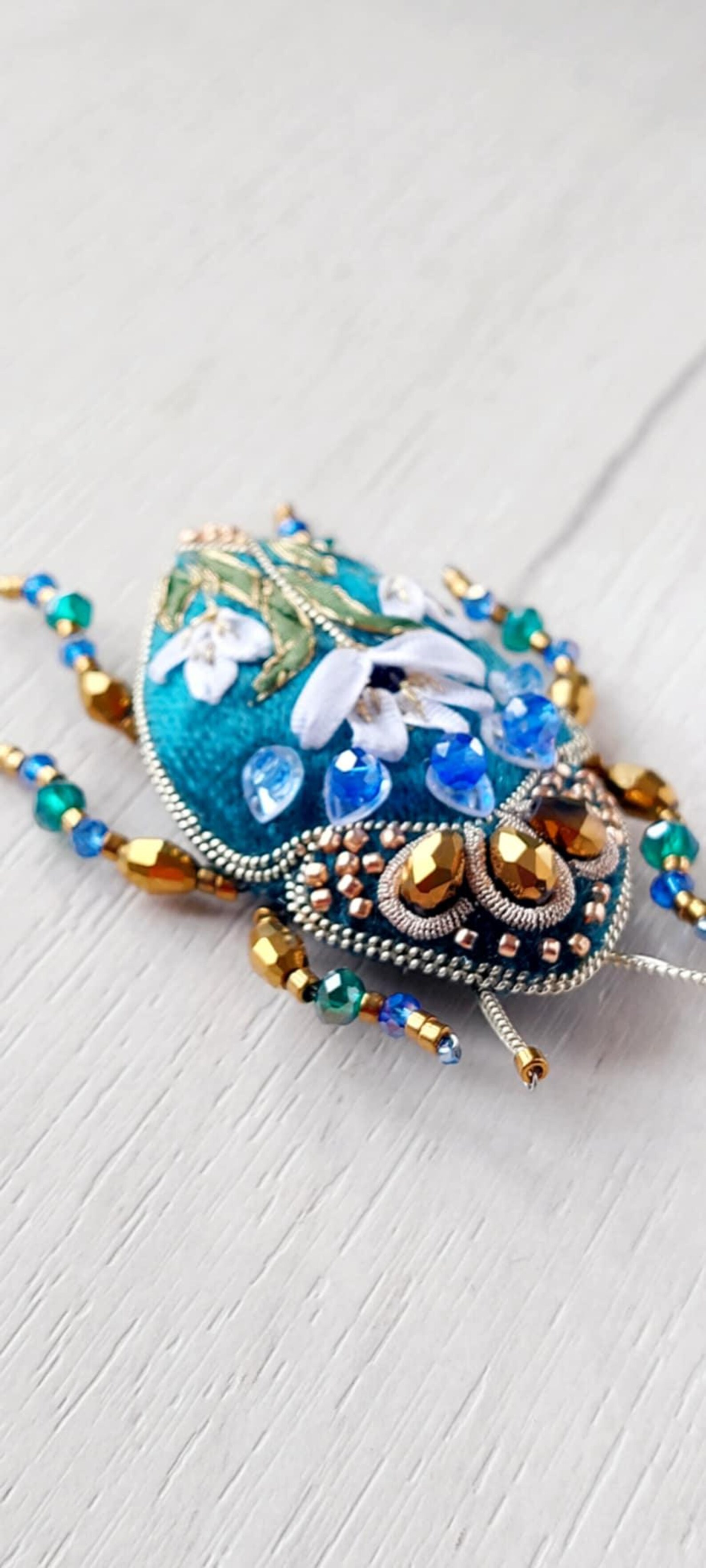 Beetle Brooch Pin Beaded Brooch Stag Beetle Pin Gift for Nature Lovers ...