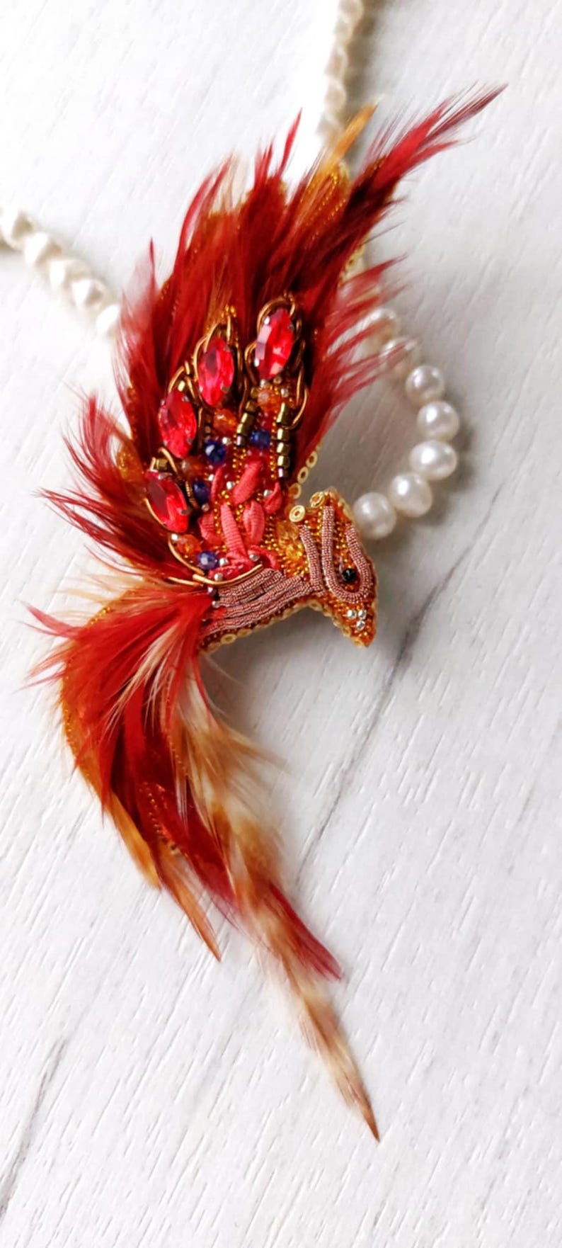 Artistic Phoenix Brooch Red Fire Pin Mythical Bird Jewelry Gift Women ...