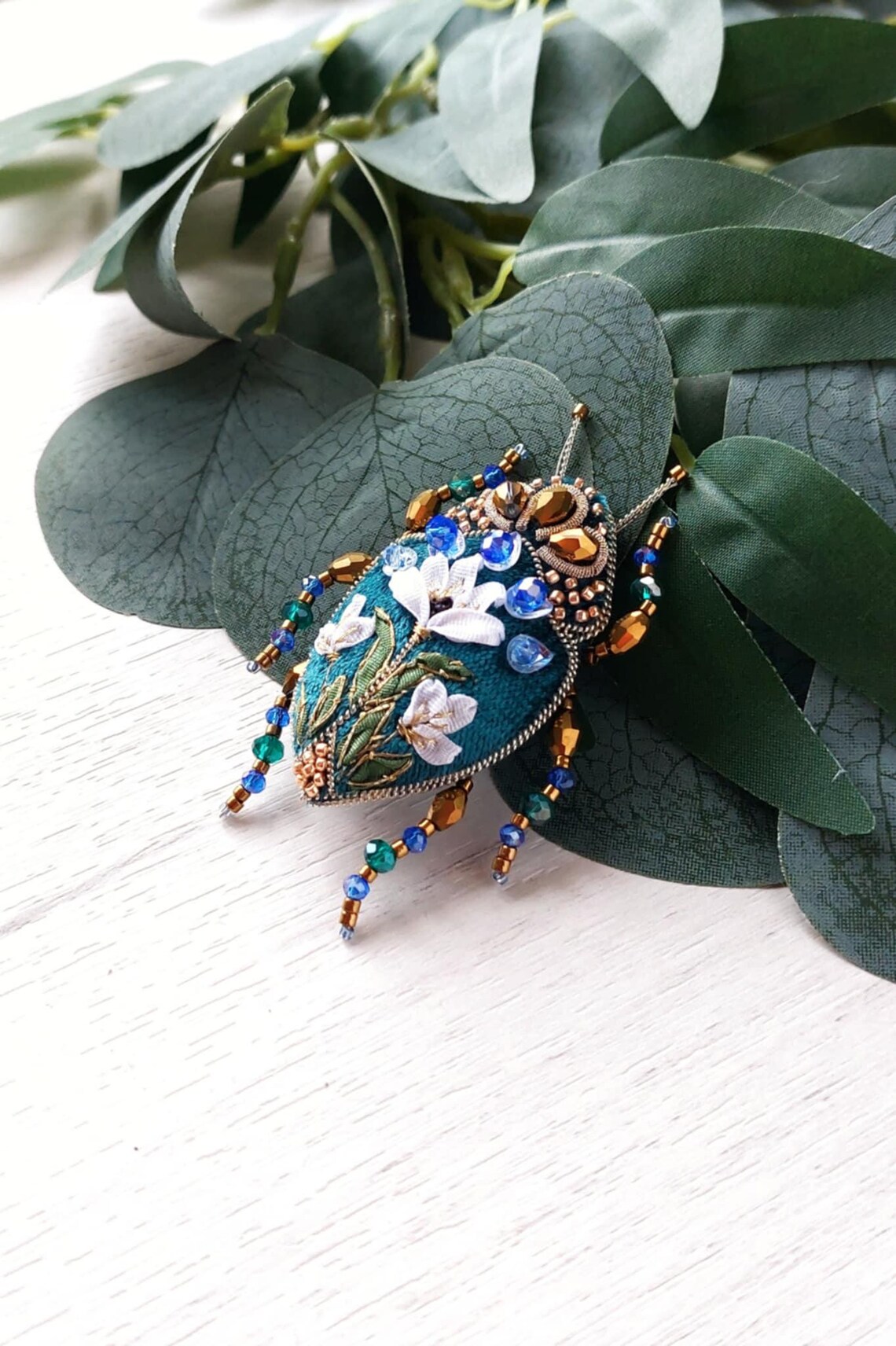 Beetle Brooch Pin Beaded Brooch Stag Beetle Pin Gift for Nature Lovers ...