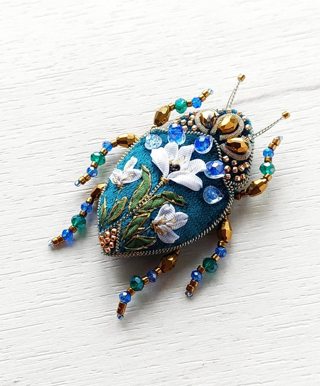 Beetle Brooch Pin Beaded Brooch Stag Beetle Pin Gift for Nature Lovers ...
