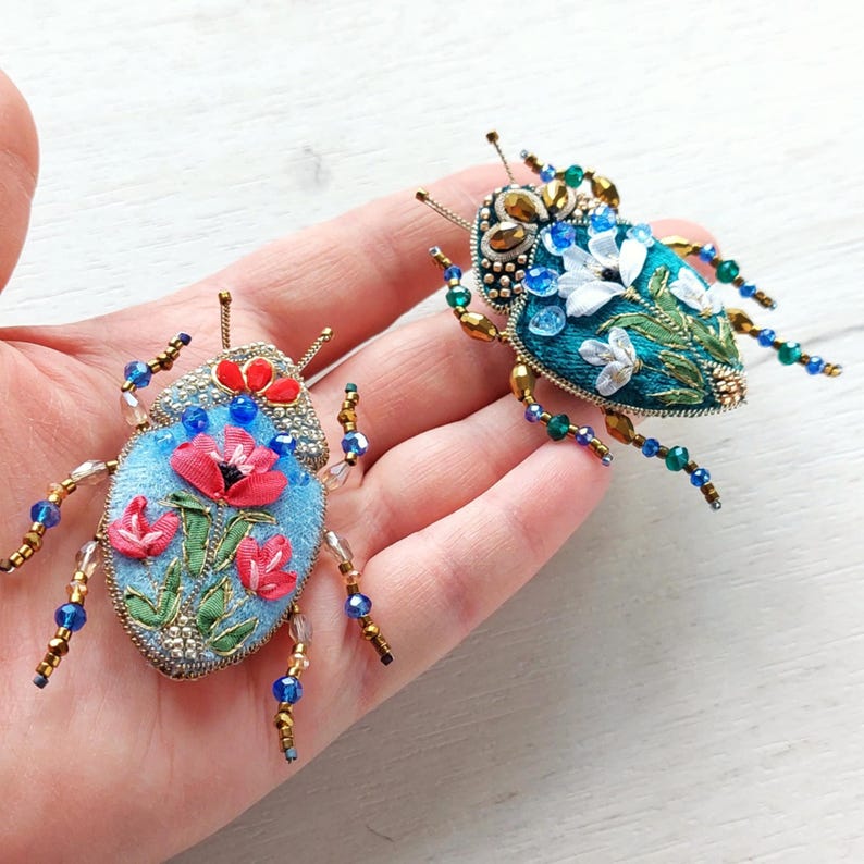 Beetle Brooch Pin Beaded Brooch Stag Beetle Pin Gift for Nature Lovers ...