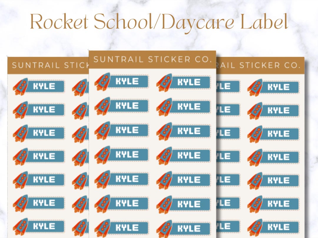 Rocket Ship School Name Label - Boy Outer Space School Name Label - Set ...