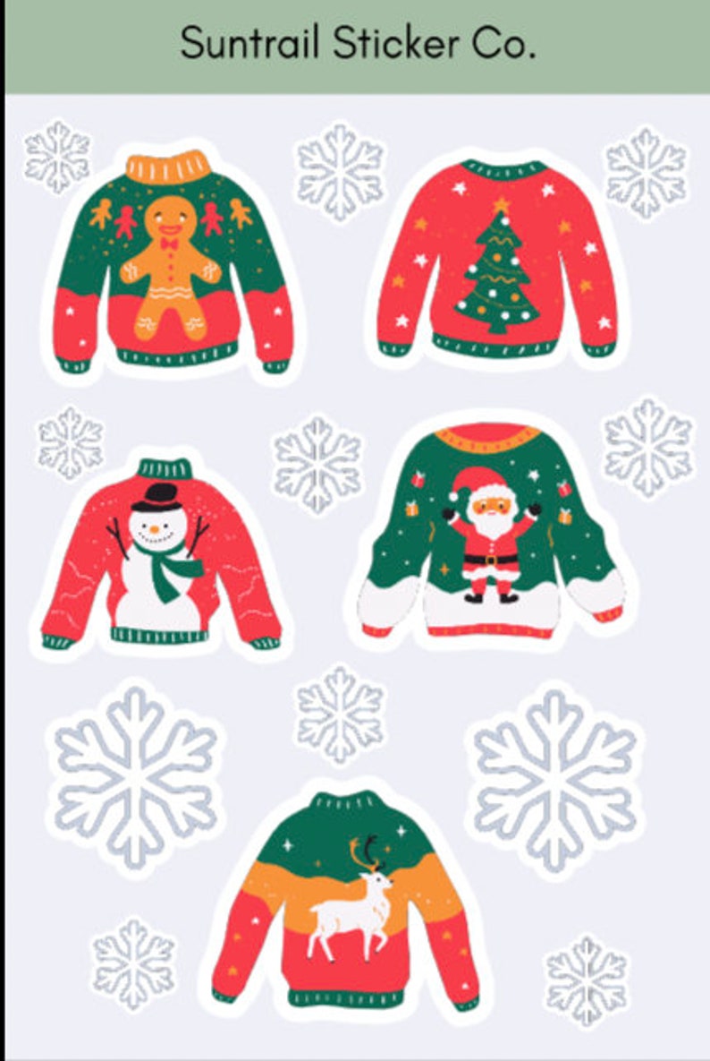 Ugly Christmas Sweater Stickers, Ugly Sweater Stickers, Christmas ...